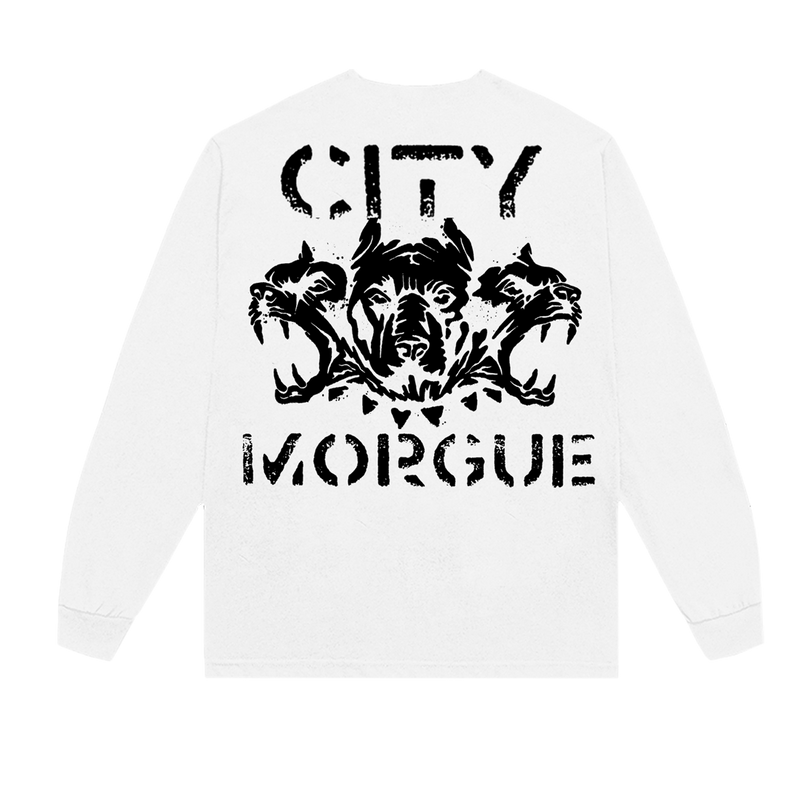 City Morgue White Stencil Logo Longsleeve - City Morgue